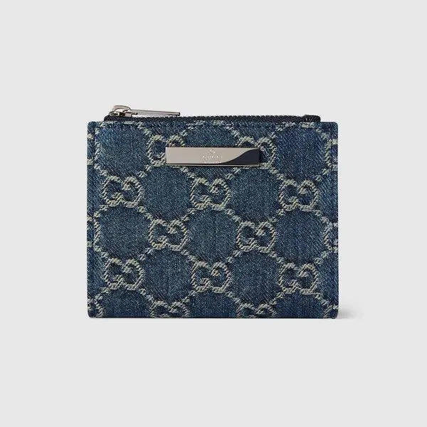 Gucci Small Wallet With Plaque Fabric - Blue