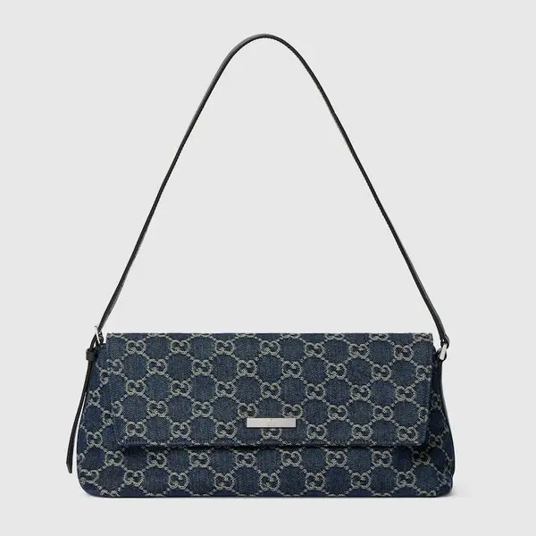 Gucci Madison Medium Shoulder Bag In Fabric - Blue