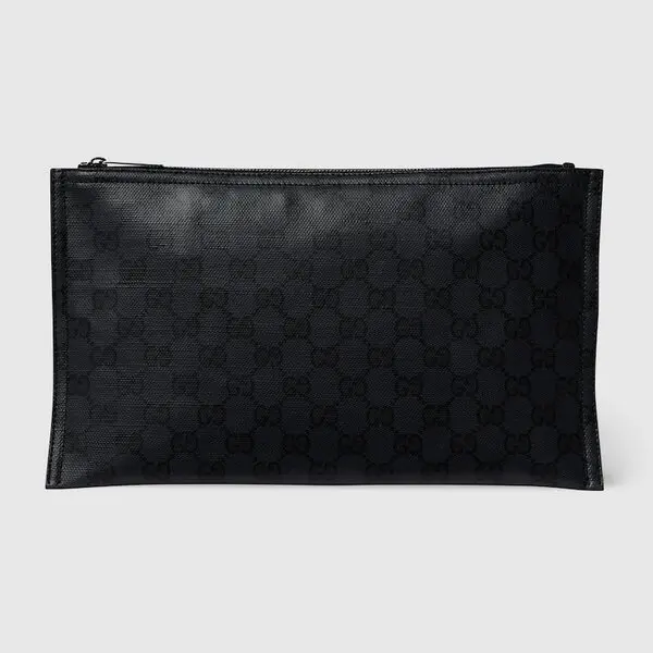 Gucci Medium Gg Pouch Original Gg Fabric - Black