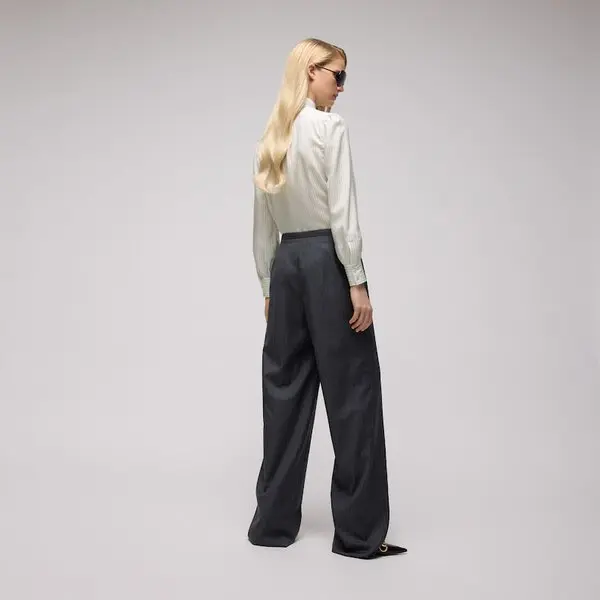 Gucci Silk Pinstripe Shirt With Bow Detail