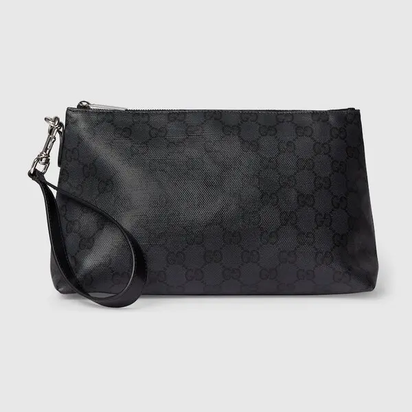 Gucci Small Gg Medium Pouch Original Gg Fabric - Black
