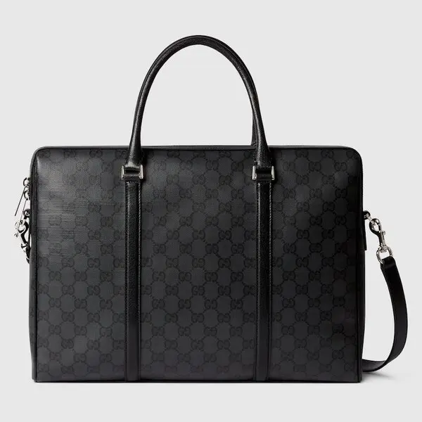 Gucci Essence Classic Medium Briefcase Original Gg Fabric - Black