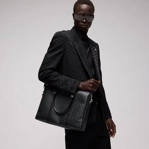 Gucci Gg Coated Canvas Medium Briefcase