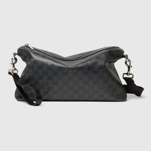 Gucci Essence Classic Medium Crossbody Bag Original Gg Fabric - Black
