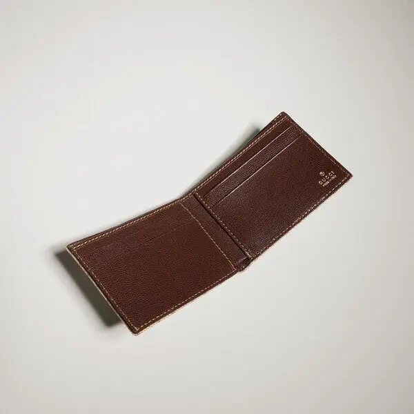 Gucci Essence Classic Bi-fold Wallet Original Gg Fabric - Beige