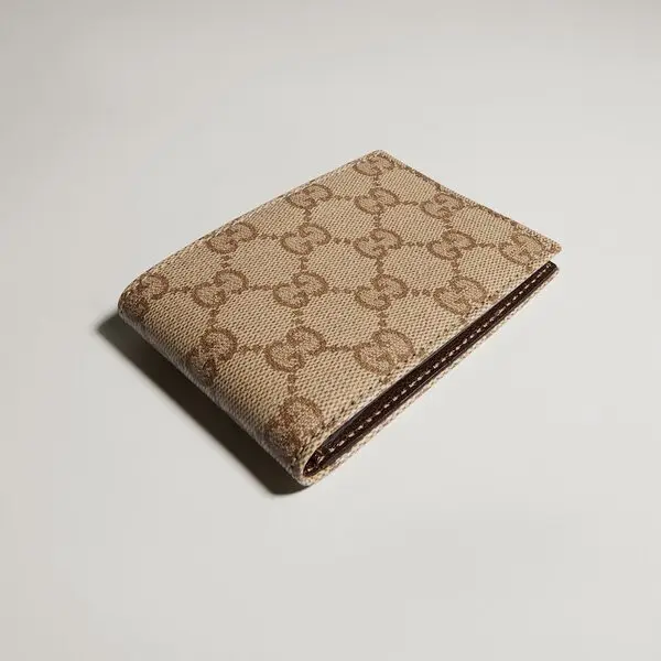 Gucci Essence Classic Bi-fold Wallet Original Gg Fabric - Beige