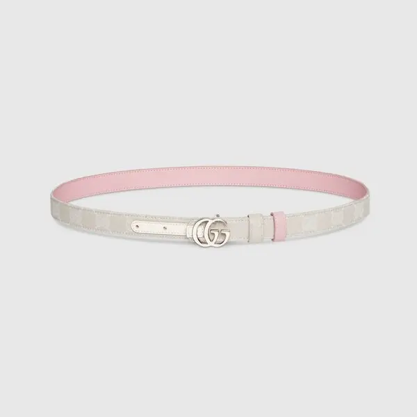 Gucci Reversible Gg Marmont Thin Belt - Beige