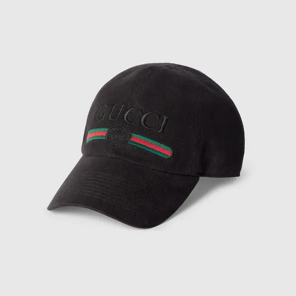 Gucci Cotton Baseball Hat With Embroidery - Black