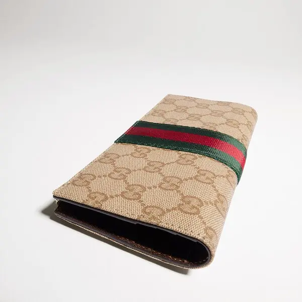 Gucci Long Wallet With Web Gg Canvas