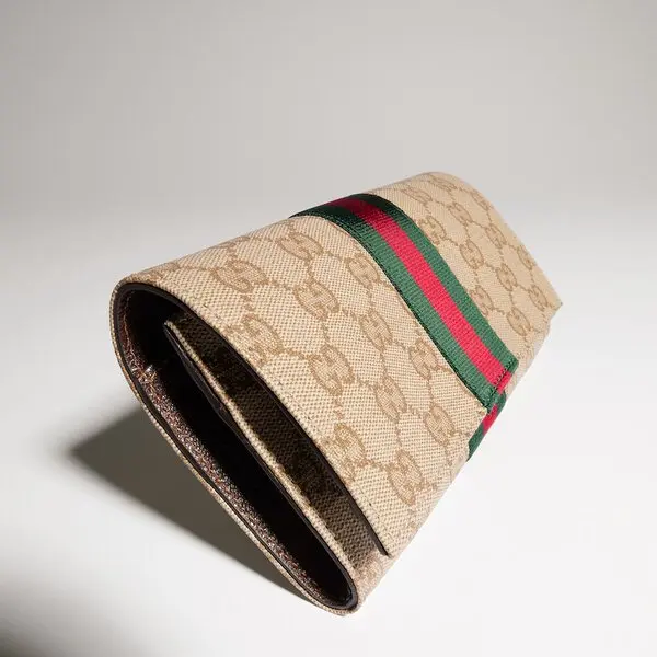 Gucci Long Wallet With Web Gg Canvas