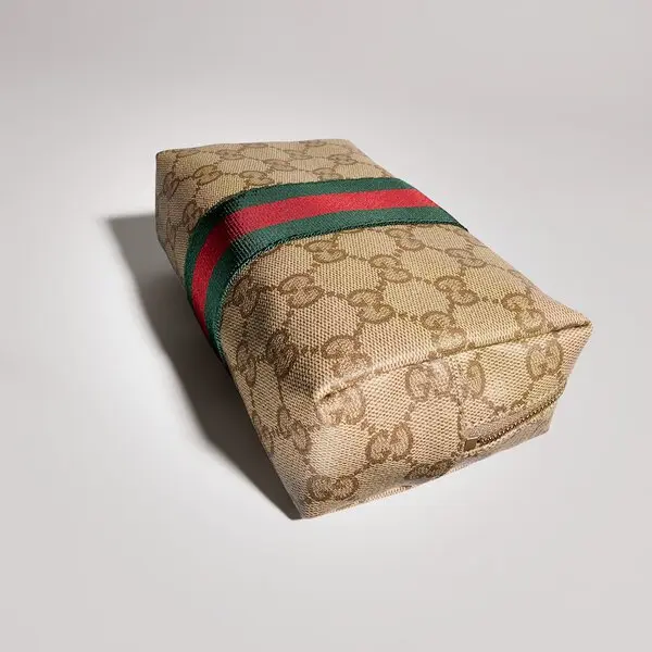 Gucci Medium Cosmetic Case With Web Gg Canvas