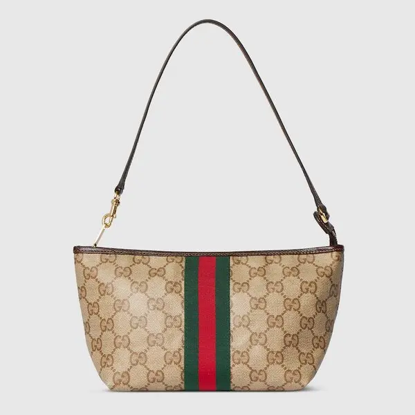 Gucci Small Pouch With Strap And Web Gg Canvas - Beige