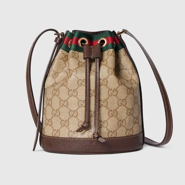 Gucci Mini Bucket Bag With Web Gg Canvas - Beige