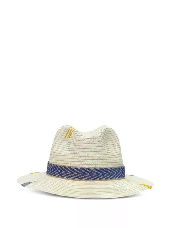 THE HAT GANG Embroidered Raffia Hat - Neutrals