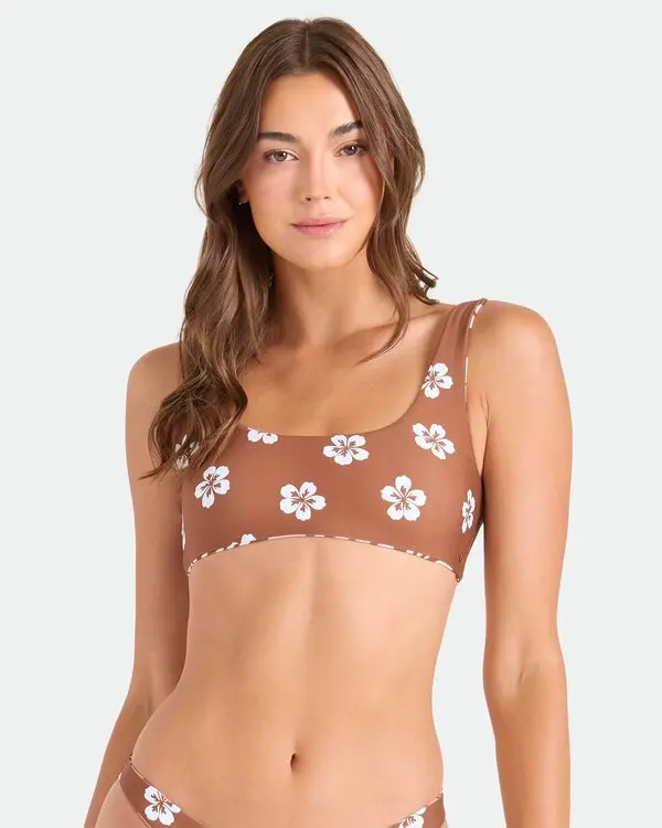 Volcom Coco Retro Bloom Scoop Bralette Reversible - Java Brown