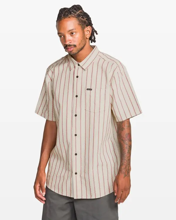 Volcom Sato Stripe Short Sleeve Shirt - Stone