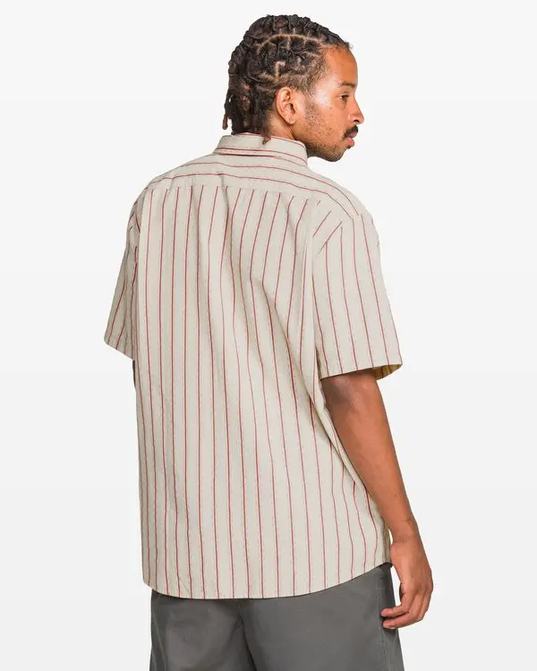 Volcom Sato Stripe Short Sleeve Shirt - Stone