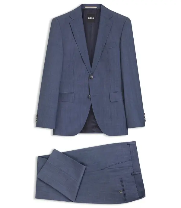 BOSS Two-piece Regular-fit Suit In Virgin Wool And Silk - Light Blue