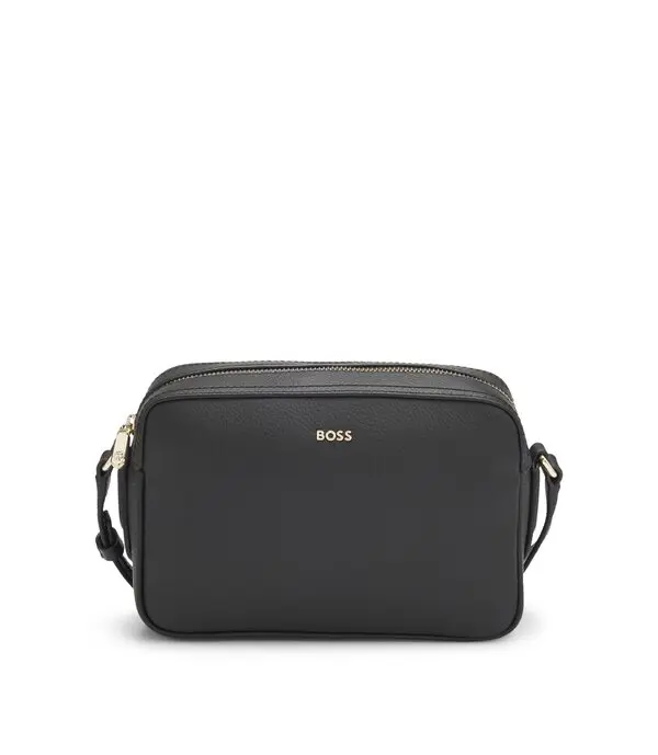BOSS Grained Leather Crossbody Bag - Black