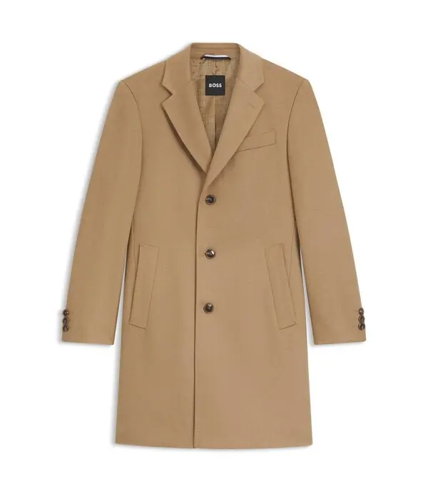 BOSS Wool-cashmere Coat In A Slim Fit - Beige