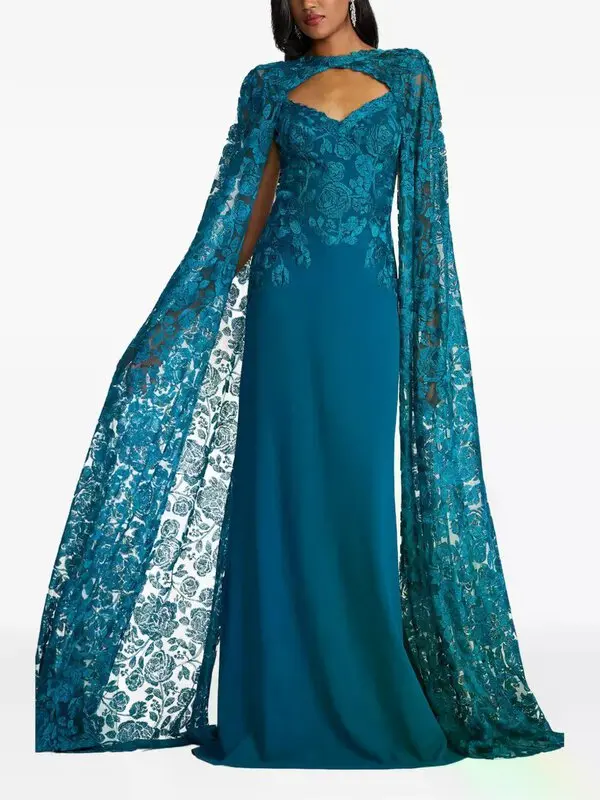 Tadashi Shoji Floral Lace Maxi Gown