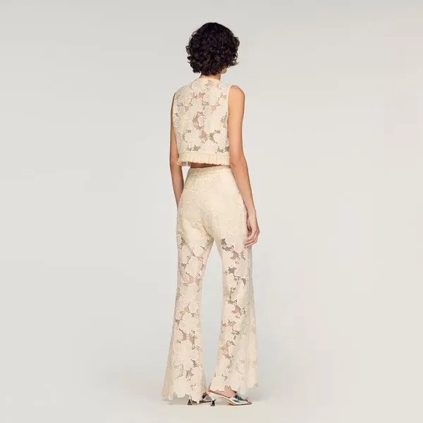 Sandro Floral Guipure Lace Crop Top