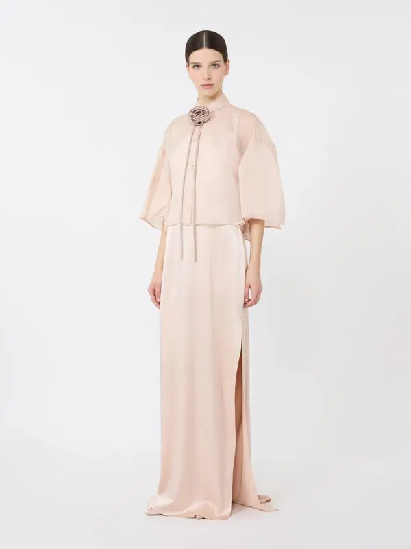 Max Mara Long Silk Satin Dress - Powder