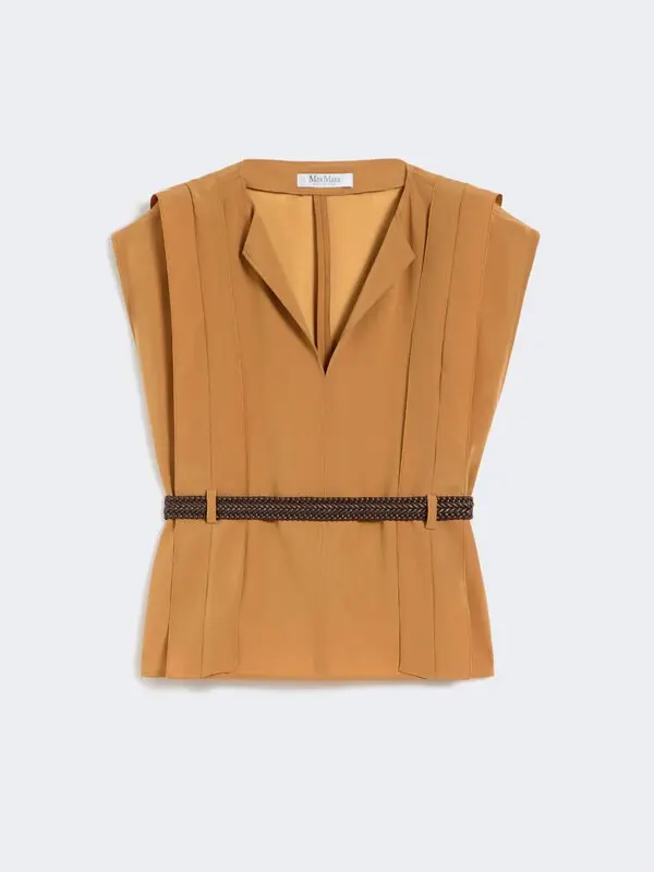 Max Mara Cady Blouse With Flounce - Caramel