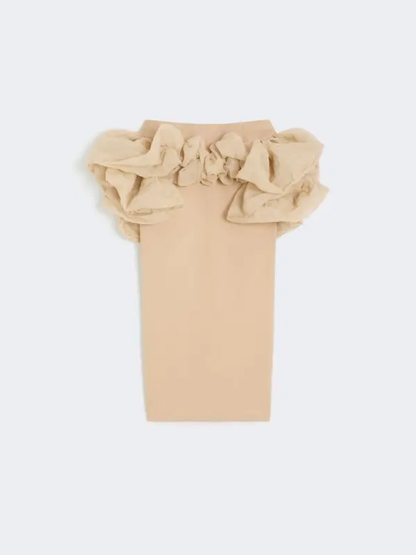 Max Mara Viscose Jersey Midi Skirt With Ruffles - Camel
