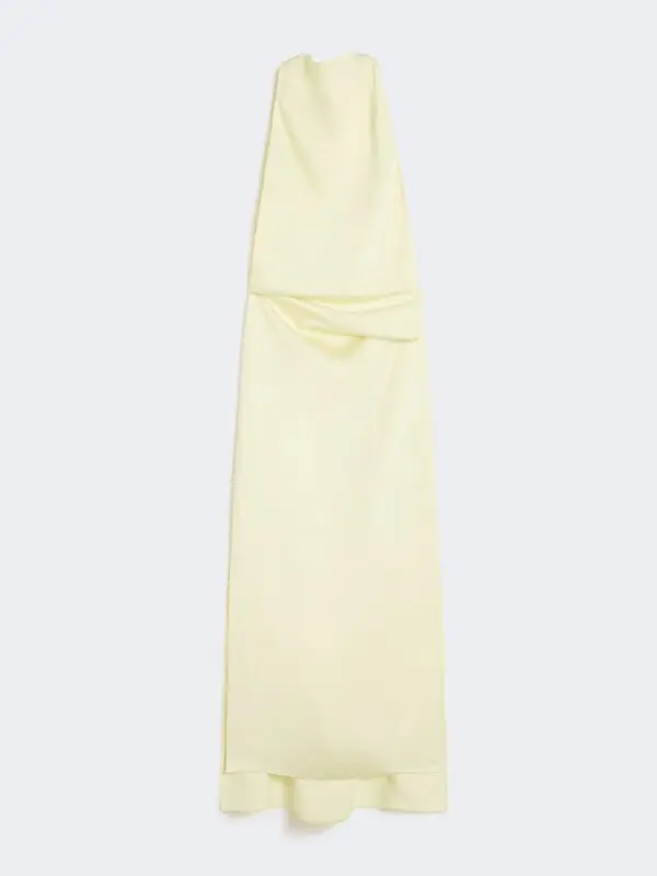 Max Mara Viscose Satin Draped Dress - Light Yellow