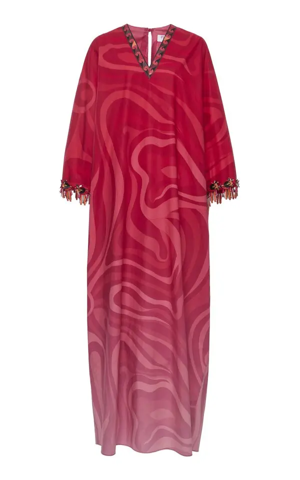 Emilio Pucci La Isla Embroidered Kaftan Maxi Dress