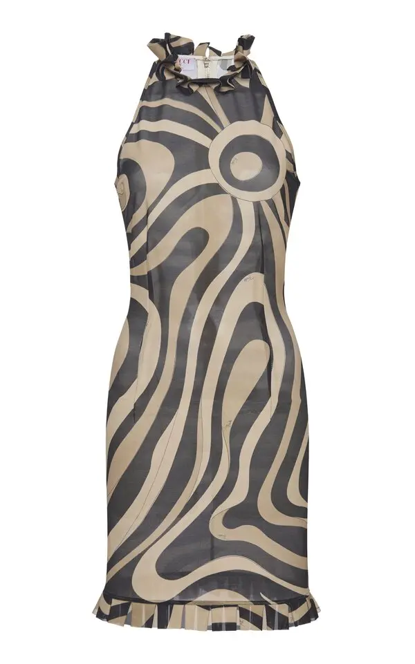 Emilio Pucci Printed Mesh Mini Dress - Black