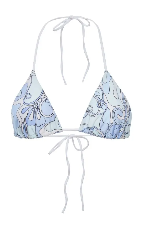 Emilio Pucci Printed Triangle Bikini Top - Blue