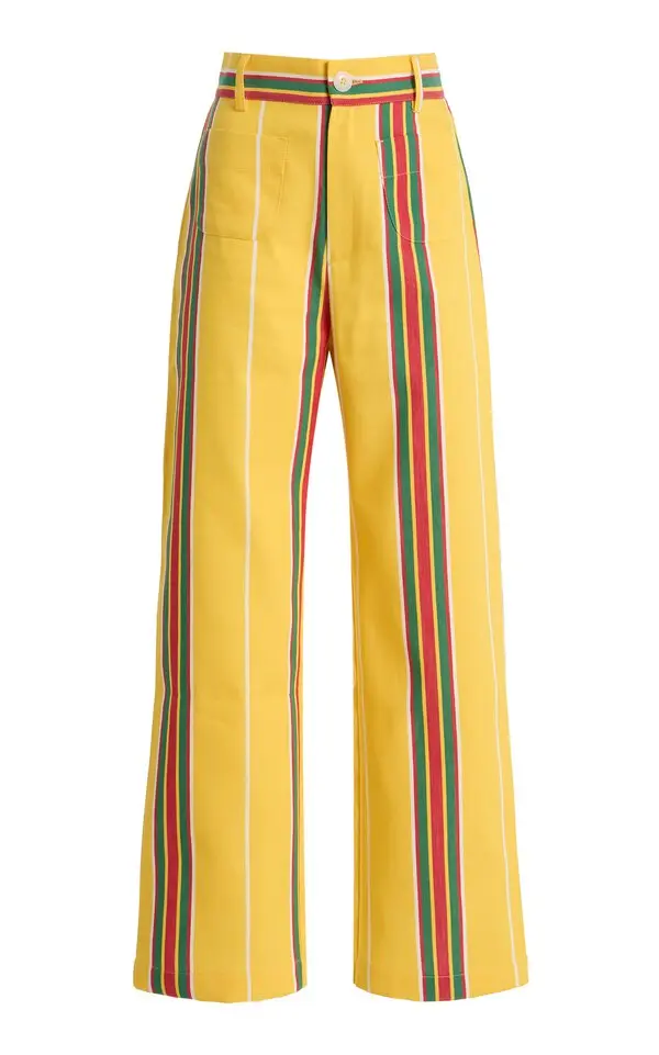 La Veste Pippi Striped Cotton Trousers - Yellow