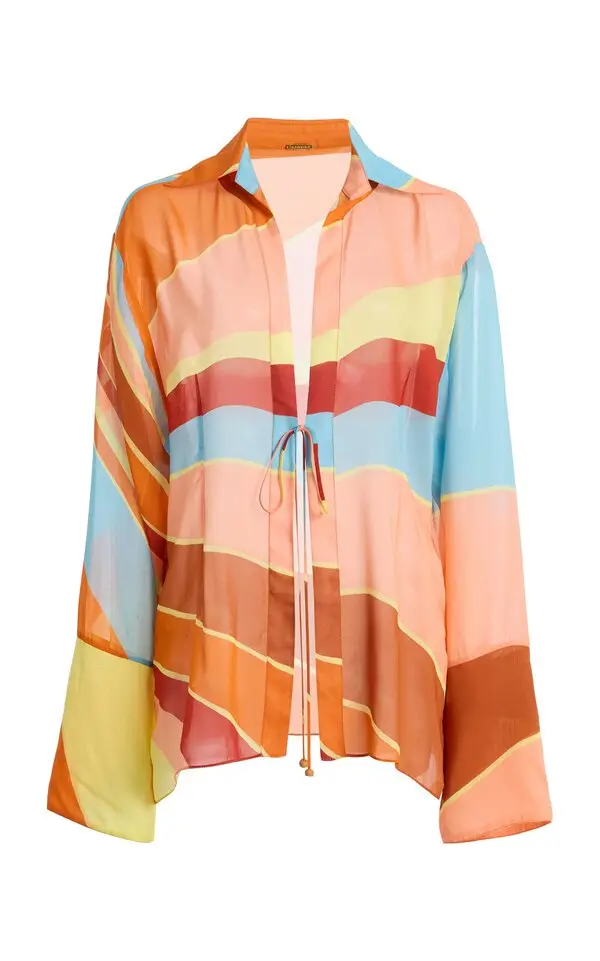 CALA DE LA CRUZ Rosalia Striped Georgette Top - Multi