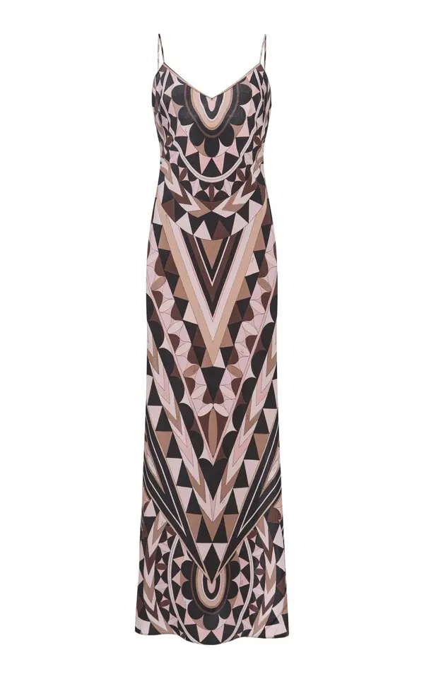 Emilio Pucci Printed Silk Crepe De Chine Maxi Dress - Multi