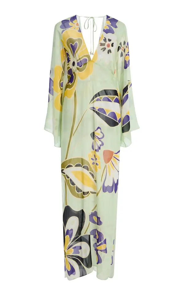 CALA DE LA CRUZ Exclusive La Isla Aysha Georgette Maxi Kaftan - Floral