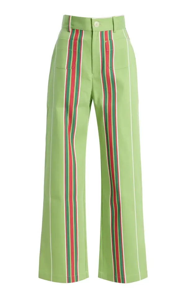 La Veste Exclusive La Isla Pippi Cotton Straight-leg Pants - Green
