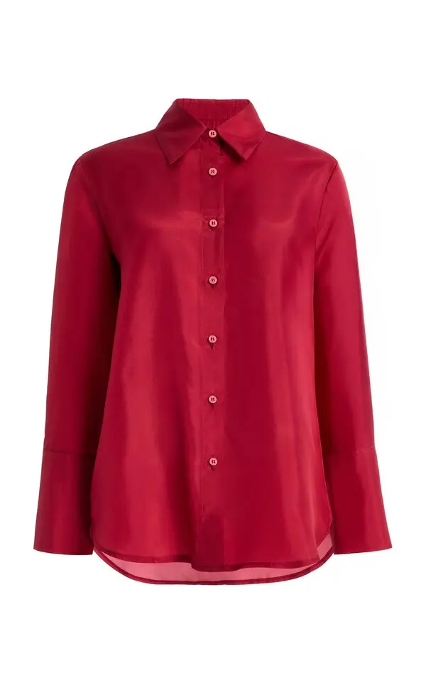 La Veste Silk Satin Shirt - Red