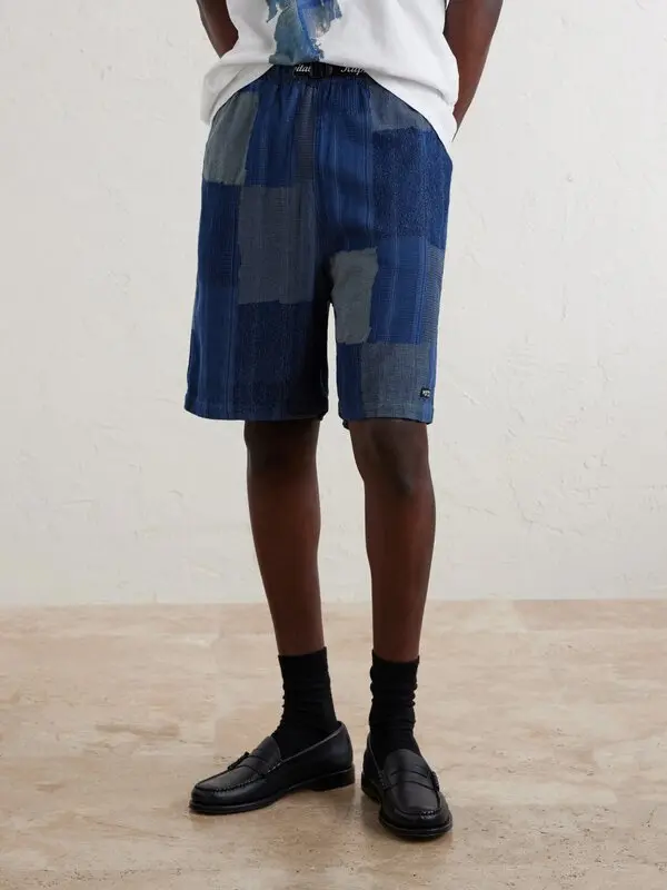 Kapital Tugihagi Straight-leg Patchwork Cotton Shorts