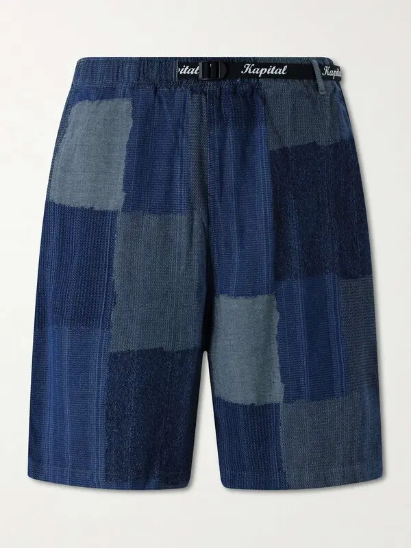 Kapital Tugihagi Straight-leg Patchwork Cotton Shorts - Navy