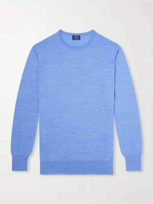 William Lockie Merino Wool Crewneck Sweater - Light Blue