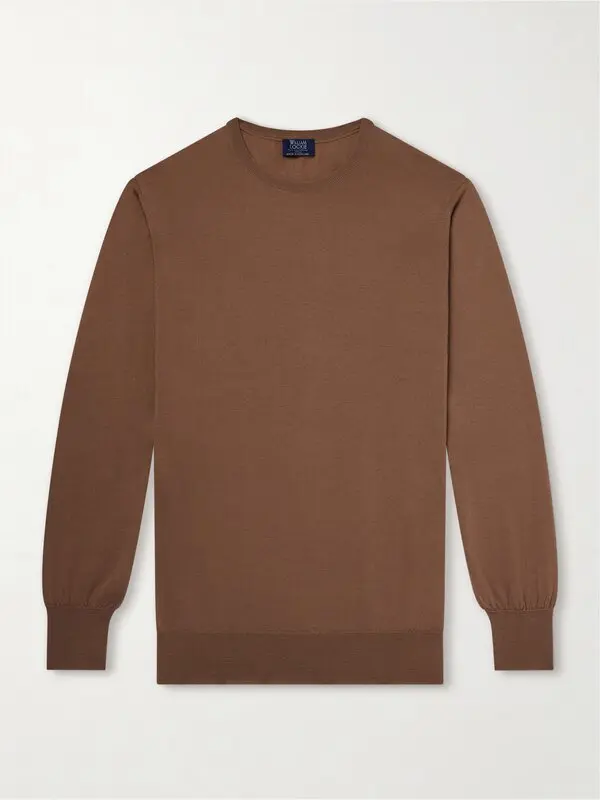 William Lockie Merino Wool Crew Neck Sweater - Brown
