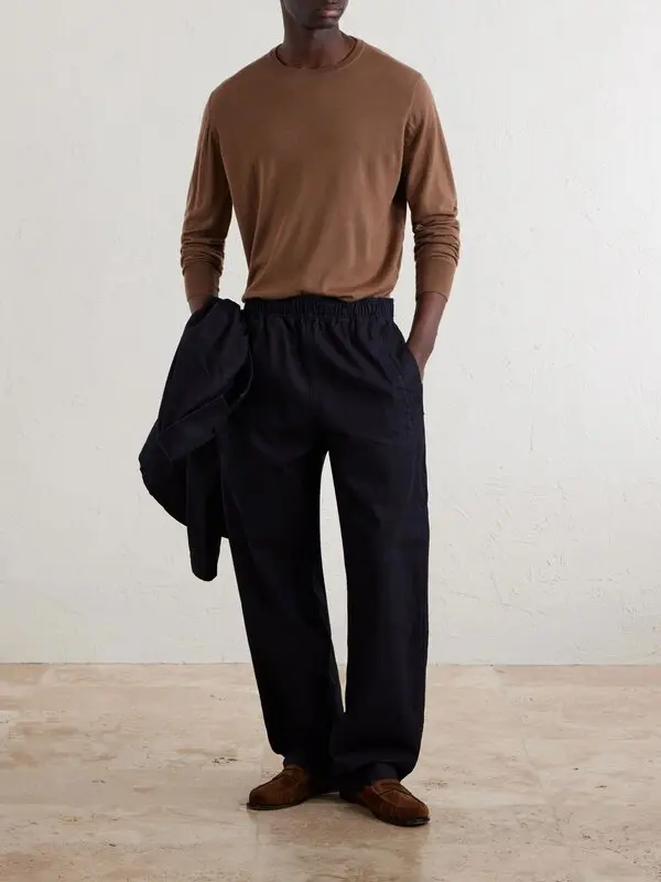 William Lockie Merino Wool Crew Neck Sweater - Brown