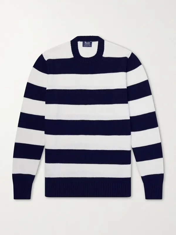 William Lockie Striped Cotton Sweater - Blue