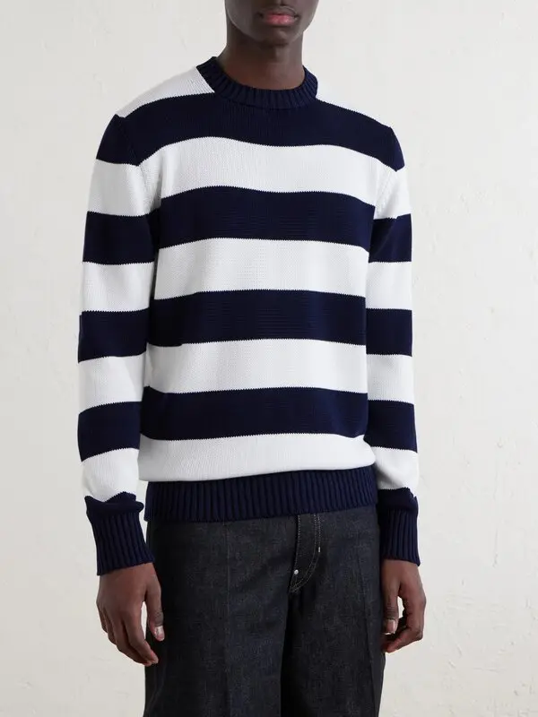 William Lockie Striped Cotton Sweater