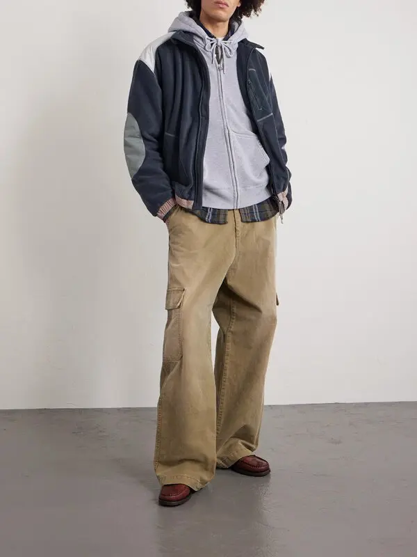 Folk Curve Shell-trimmed Fleece Jacket