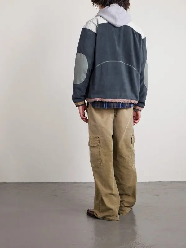 Folk Curve Shell-trimmed Fleece Jacket