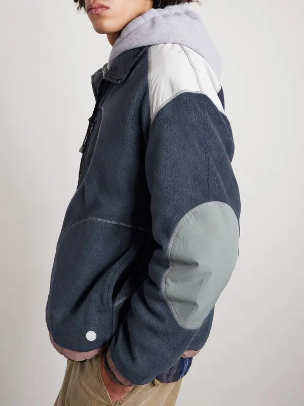Folk Curve Shell-trimmed Fleece Jacket
