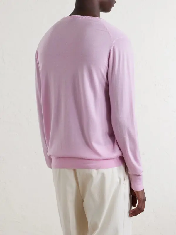 William Lockie Merino Wool Crewneck Sweater - Pink